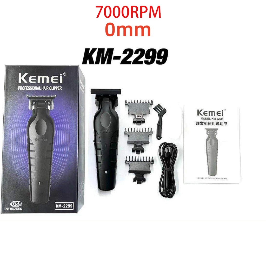 Kemei 2299 Barber Cordless Hair Trimmer 0mm Zero Gapped Carving Clipper Detailer Professional ...
