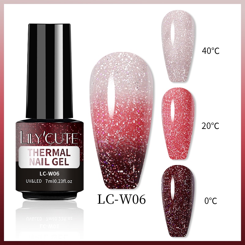 LILYCUTE Gel Térmico Esmalte De Uñas Semi Permanente Cambio De Color Brillo Termo Remojo UV Arte ...