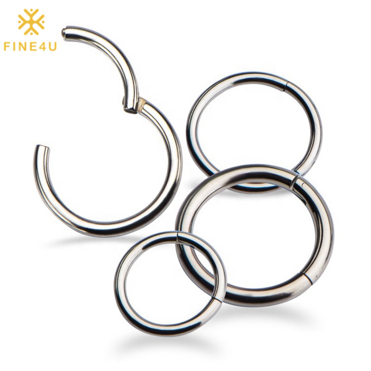 Piercing De Titanio FINE4U Oreja Segmentada Aro Clic Nariz Septum Helix 16g 6mm/8mm/10mm ...