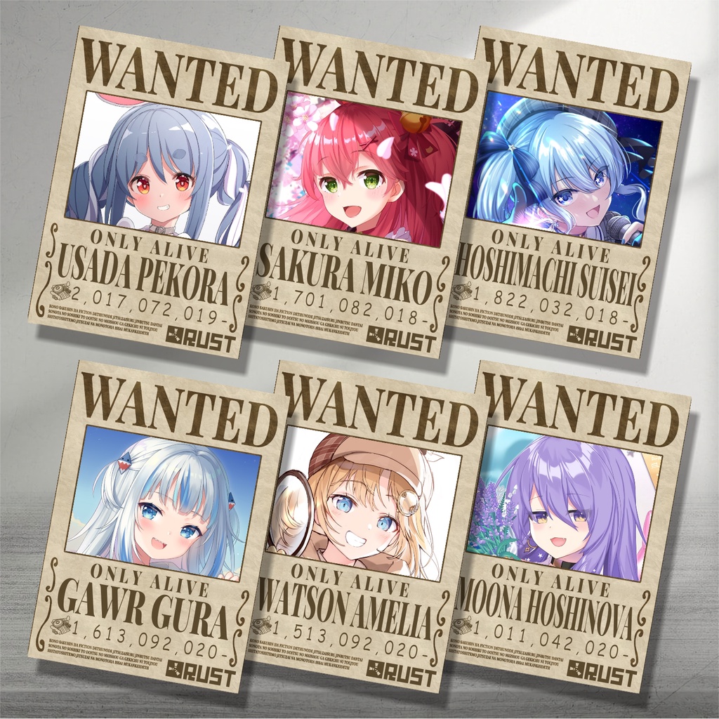 Colección De Carteles A4 Anime VTuber Hololive Wanted-Miko Suisei ...