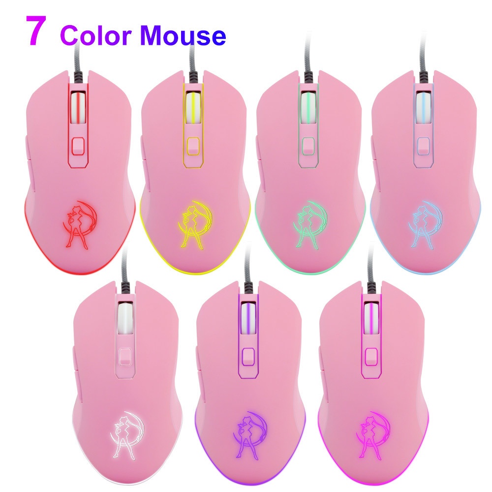 Rosa 6D RGB Gaming Mouse 2400 DPI LED Retroiluminación Sailor Moon ...