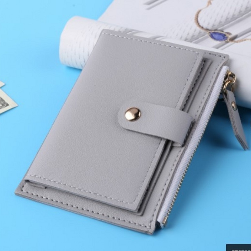 1PC Mujeres Color Sólido Cartera Corta Cuero PU Tarjeta De Crédito ...