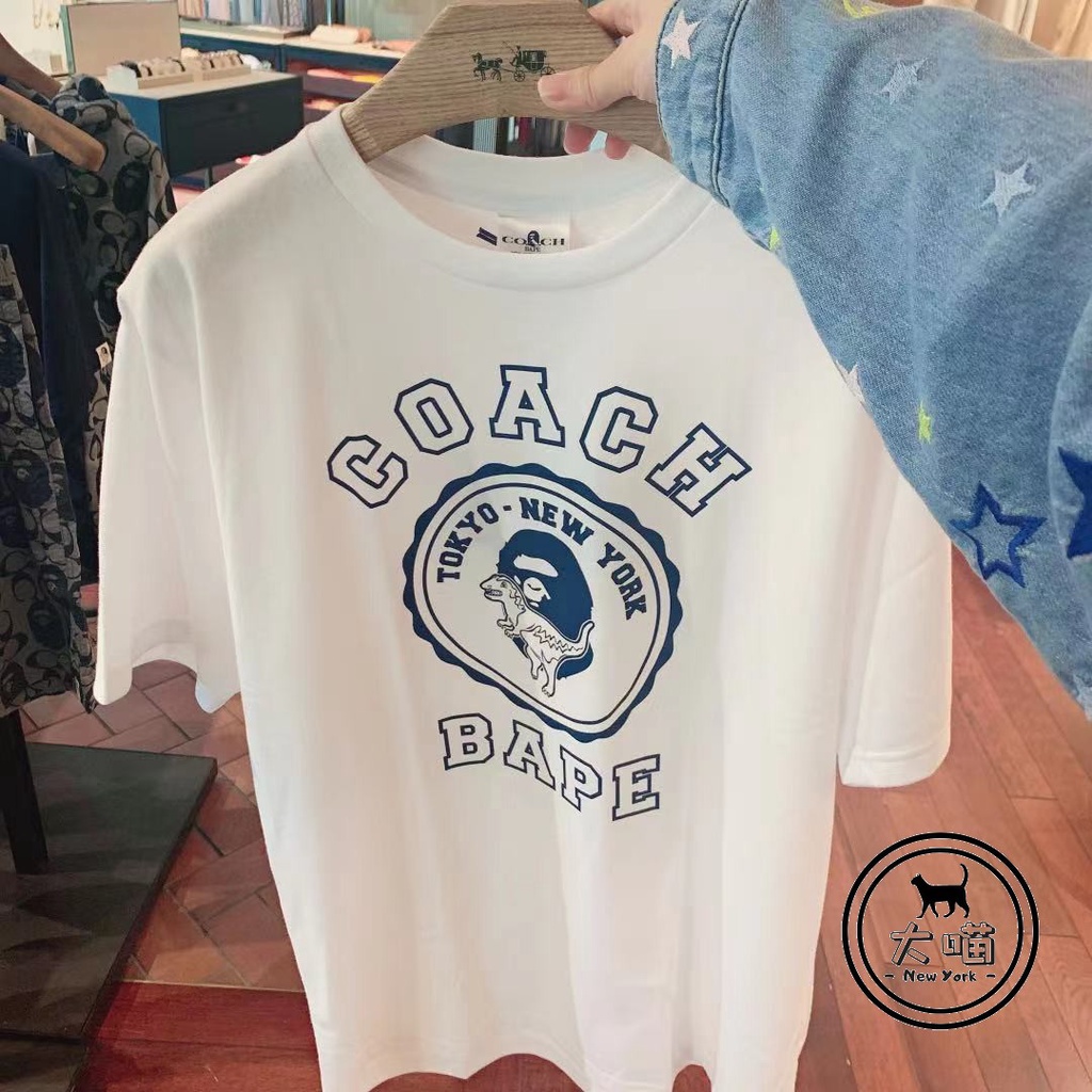 Camiseta Coach Co Marca BAPE Cabeza Mono Y Dinosaurio Manga Corta ...