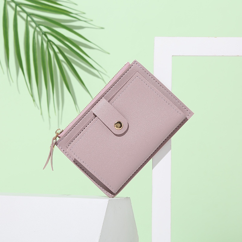 1PC Mujeres Color Sólido Cartera Corta Cuero PU Tarjeta De Crédito ...