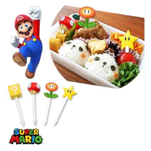 Super Mario Bros Power Up Star Fork Pincho Bento Comida Pastel Postre ...