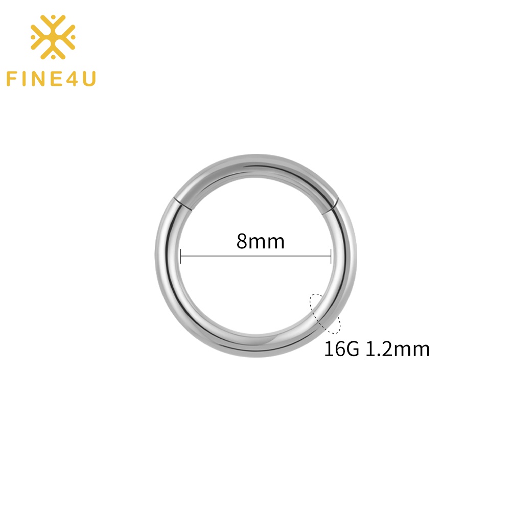 Piercing De Titanio FINE4U Oreja Segmentada Aro Clic Nariz Septum Helix 16g 6mm/8mm/10mm ...