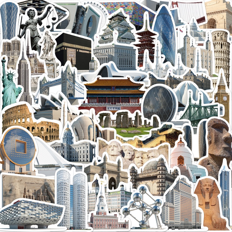 65pcs World Famous Building Stickers Para Portátil Scrapbook Botella De ...