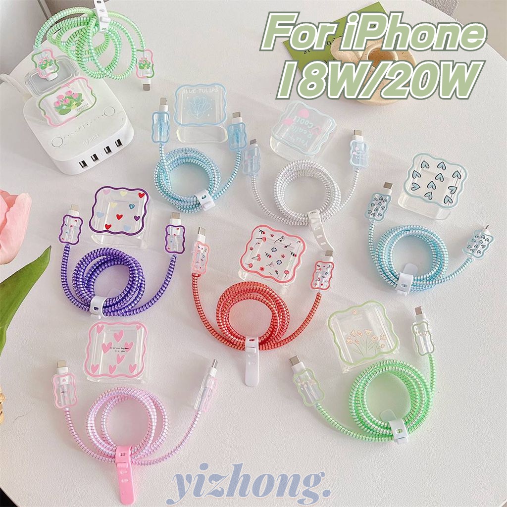 Funda De Cargador Cable Bite Para iPhone 18W/20W Wave Edge Protector De Cabeza De Carga 4PCS ...