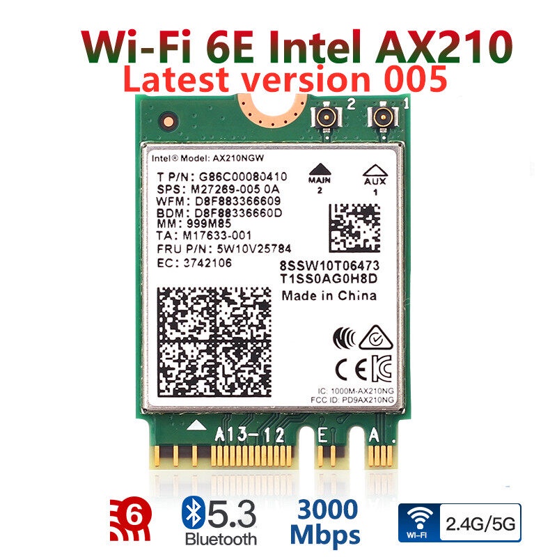 Última Versión 006 】 WI-FI 6E Bluetooth 5.3 Intel AX210 Doble Banda ...