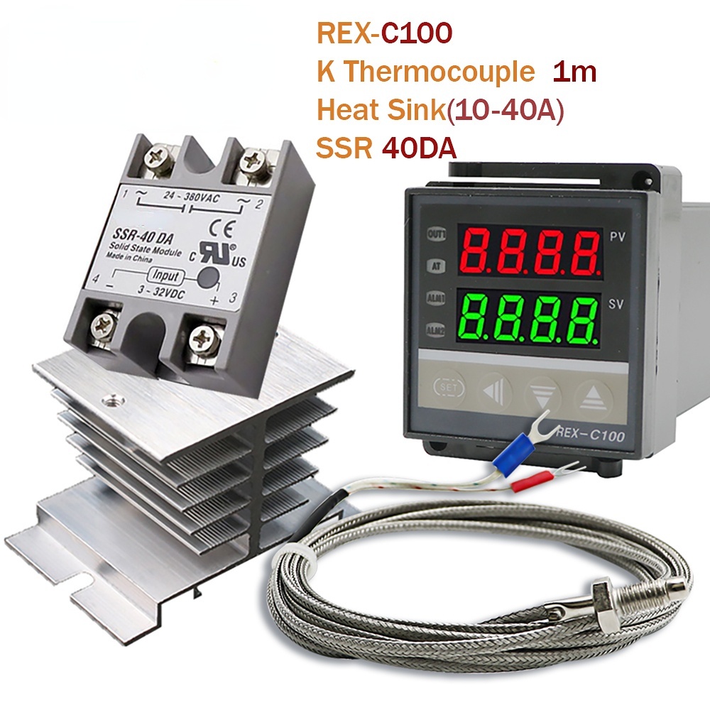 TAXNELE Controlador Digital De Temperatura PID Termostato REX-C100 40DA K Termopar M6 1M ...