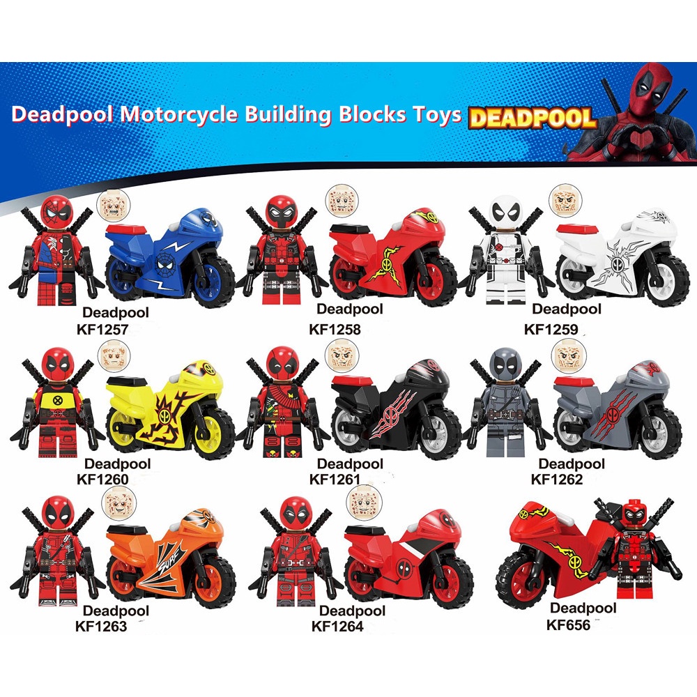 Building Blocks Minifigures Deadpool Motorcycle Brick Mini Figures ...