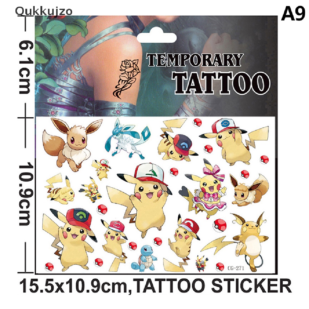 [Quk] Anime Pikachu Pokemon Tatuaje Pegatinas De Dibujos Animados ...
