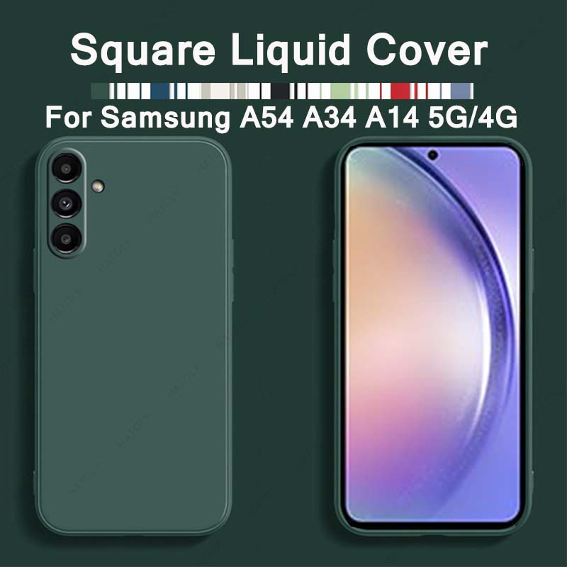 Camera Shell Shockproof Case Square Liquid Phone Cover For Samsung Galaxy A54 A34 A14 5G/4G ...