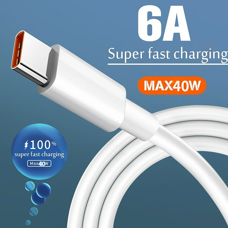 6A 40W USB Tipo C Cable Super Rápido Para Huawei Mate 40 50 Xiaomi 11 10 Pro OPPO R17 Carga ...