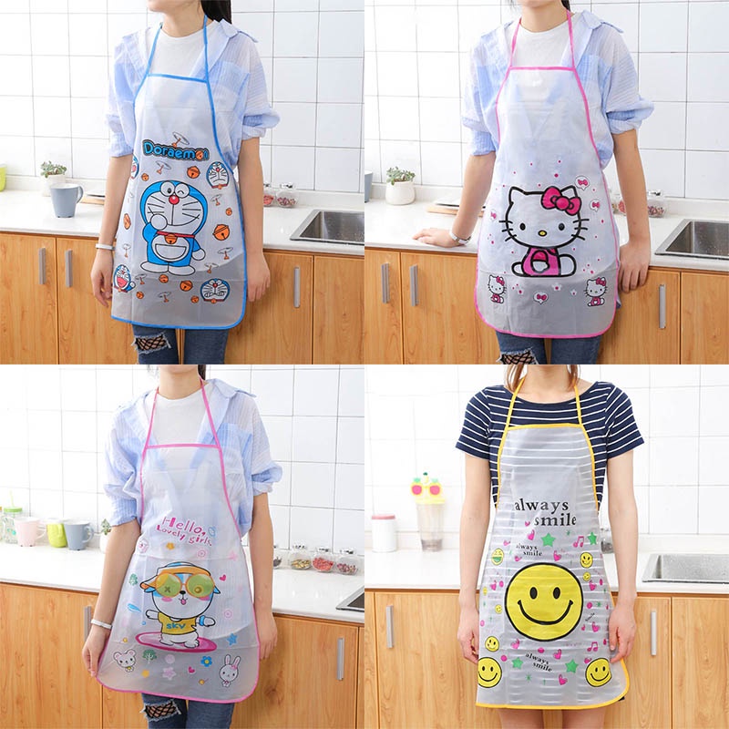 Doraemon Impermeable Hello Kitty Delantales Anti Aceite 1pc Cocina Pvc
