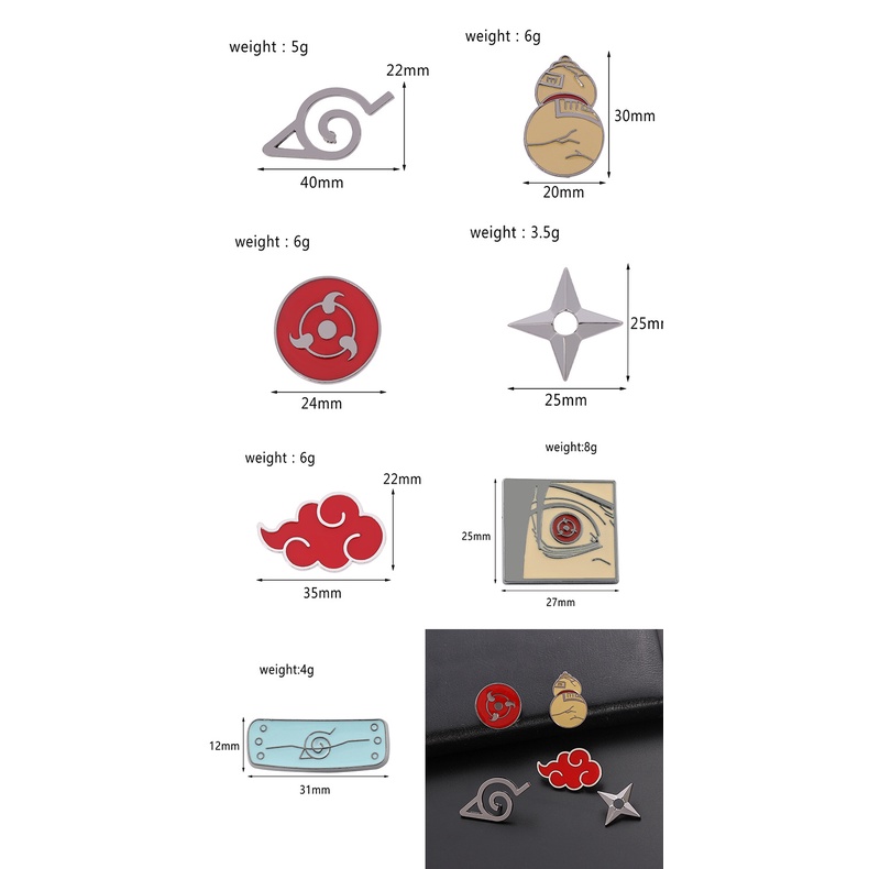 Naruto Akatsuki Broche Konoha Village Ninja Uzumaki Uchiha Sharingan ...
