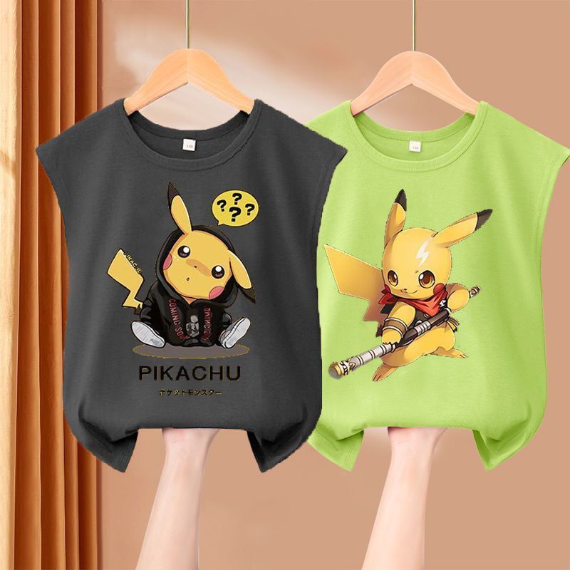 Traje De Niños 100% Algodón Pokémon Pikachu Ropa De Niños Chaleco ...