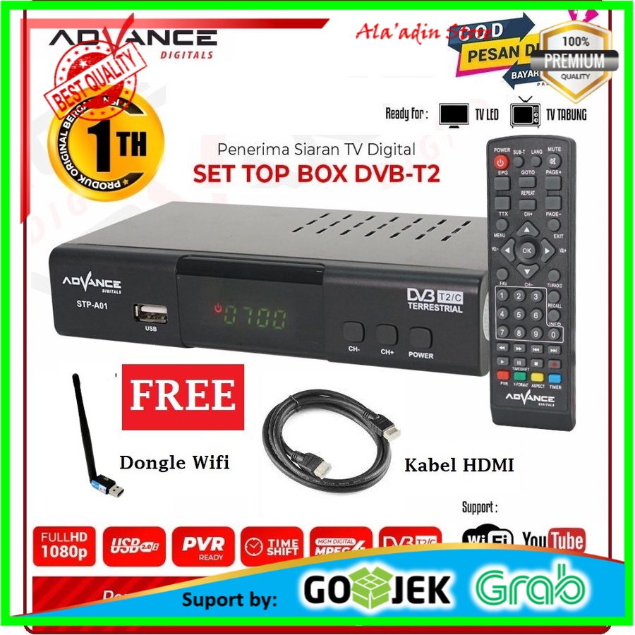 Set Top Box ADVANCE STP AO1 DIGITAL DVB T2 Dongle Gratis Y Cable HDMI ...