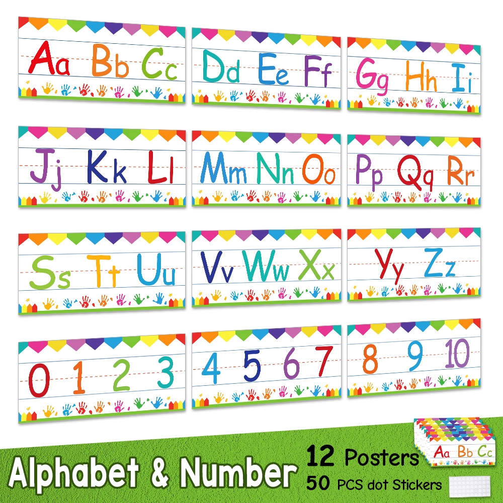 Alfabeto Y Número Educativo Cartel Tablón De Anuncios Tiras Conjunto De ...
