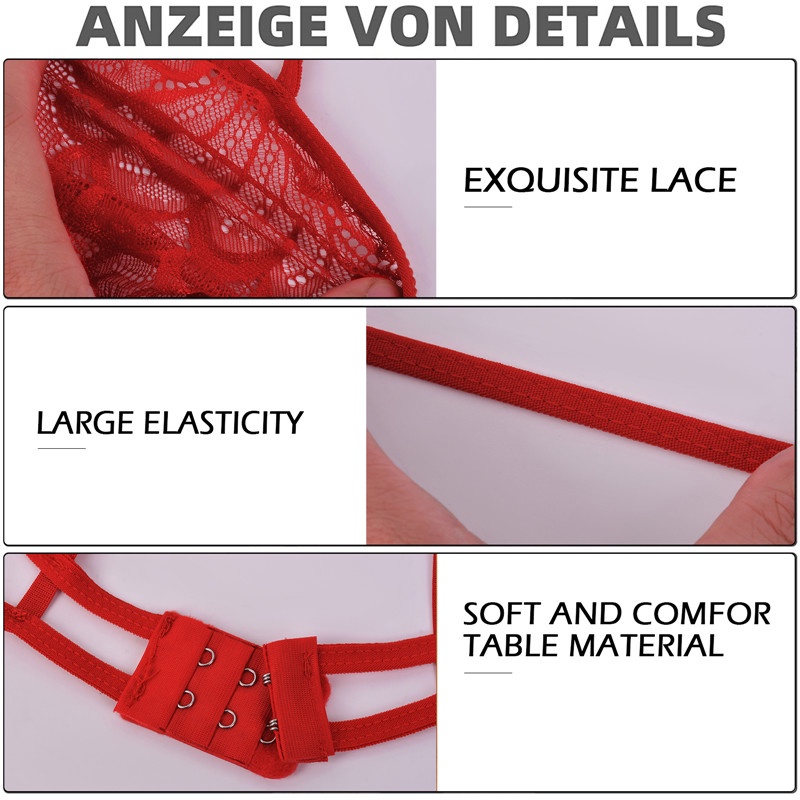 Conjunto de lencería erótica y Sexy para mujer, sujetador de realce, conjunto de liga con ...