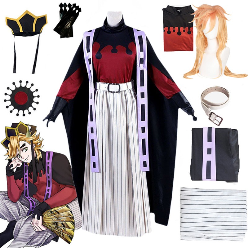 Demon Slayer Cosplay Doma Douma Disfraz Peluca Conjuntos De Ventilador ...