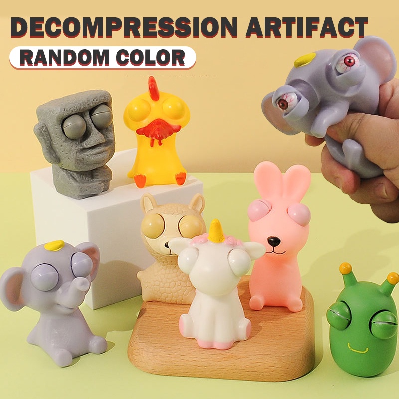 Divertido Squishy Eye Popping Flippy Squeeze Toys Verde Amarillo Gusano ...