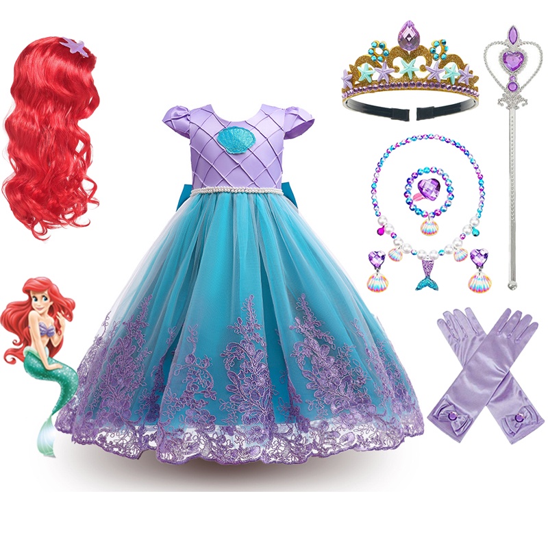 Disfraz De Princesa Ariel De Sirena Para Niñas Cosplay Niños Carnaval ...