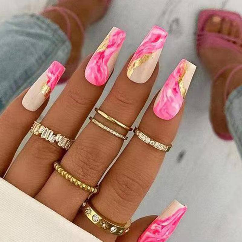 Uñas Largas De Ballet Costura Estroboscópica De Polvo De Oro Pieza De ...