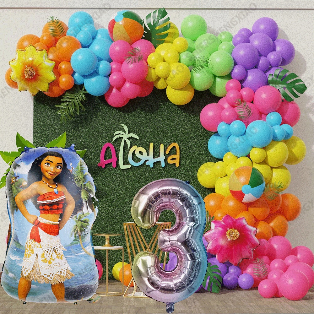 153 Globos De Decoración De Fiesta De Cumpleaños Con Temática De Disney Moana 32 Pulgadas Azul ...