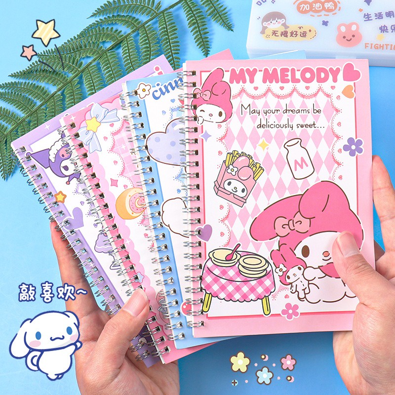 Sanrios Hello Kitty Cuaderno Kawaii Kuromi A5 Bobina Anime Lindo Mini ...