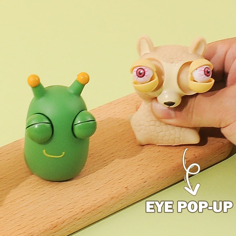 Divertido Squishy Eye Popping Flippy Squeeze Toys Verde Amarillo Gusano ...