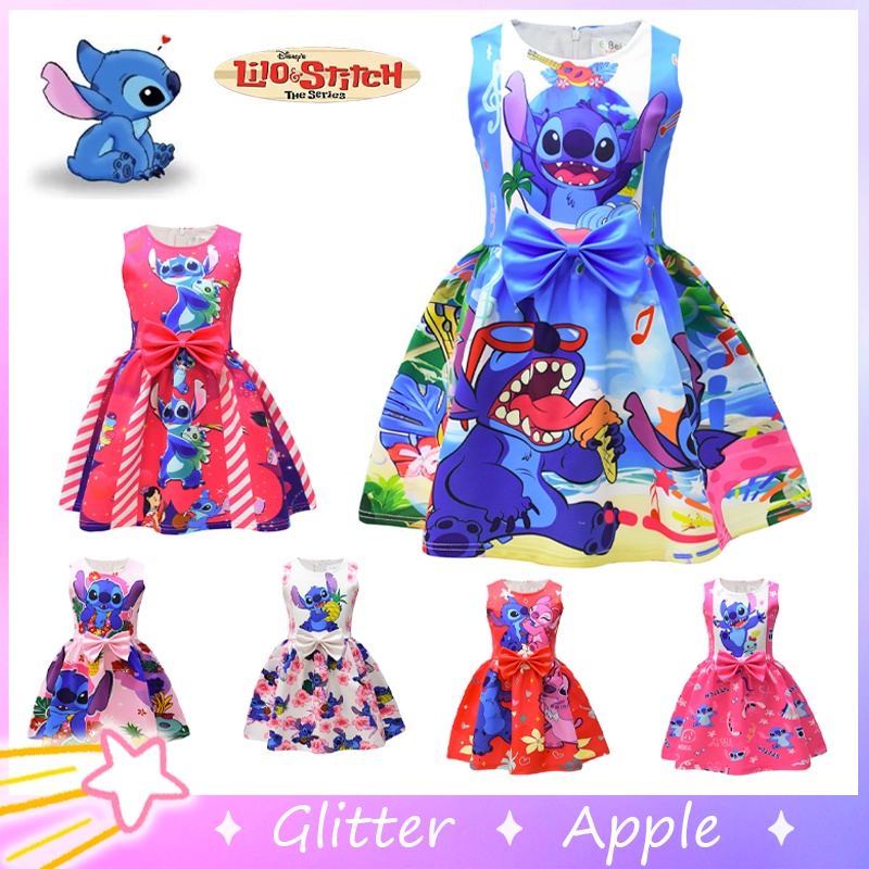 Lilo Y Stitch Vestido Sin Mangas Rosa Para Niños Halloween Navidad OOTD ...