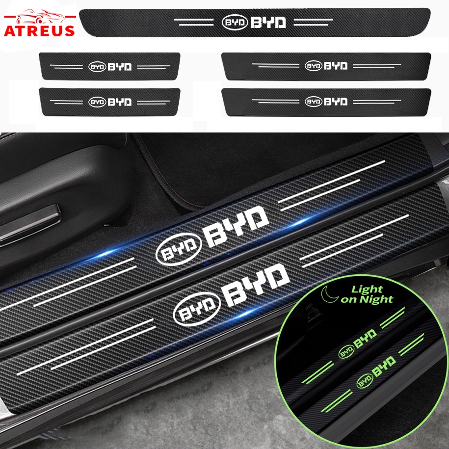BYD Luminoso Carbon F Iber Car Door Sticker Protector Auto Threshold ...