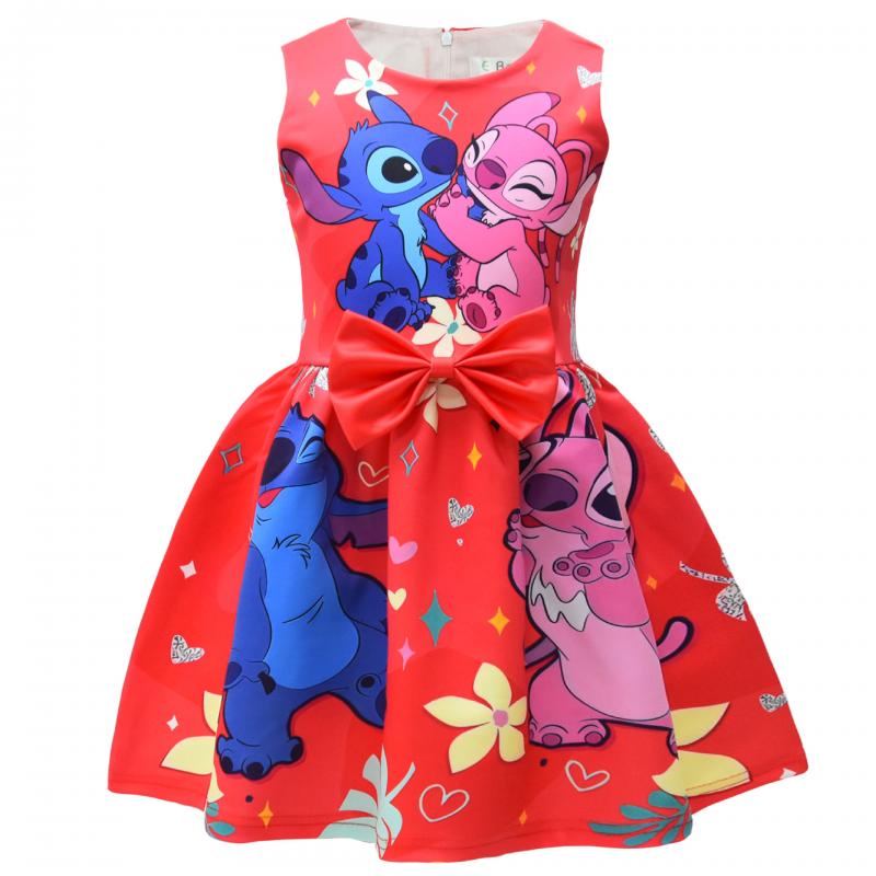 Lilo Y Stitch Vestido Sin Mangas Rosa Para Niños Halloween Navidad OOTD ...