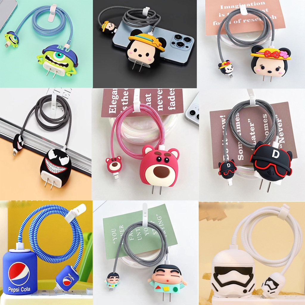 3PCS Disney Mickey Minnie Marvel Spider Man Protector De Cable De ...