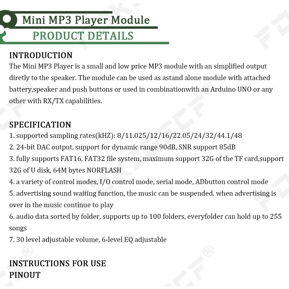 DFPlayer Mini Módulo Reproductor De MP3 Tablero De Decodificación De ...