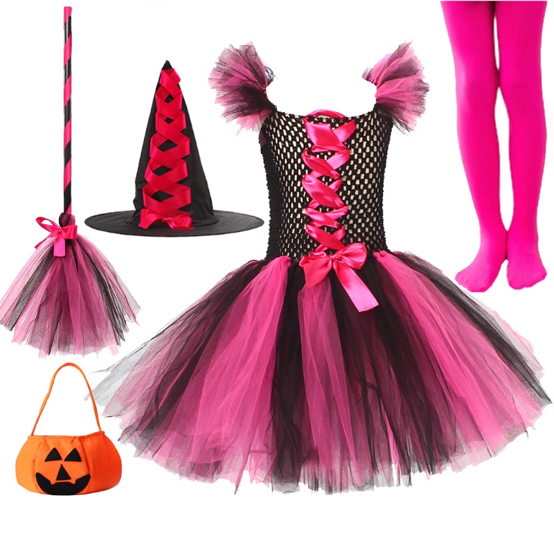 Bruja Malva Halloween Niñas Tutu Vestido Con Sombrero De Niños Fancy ...