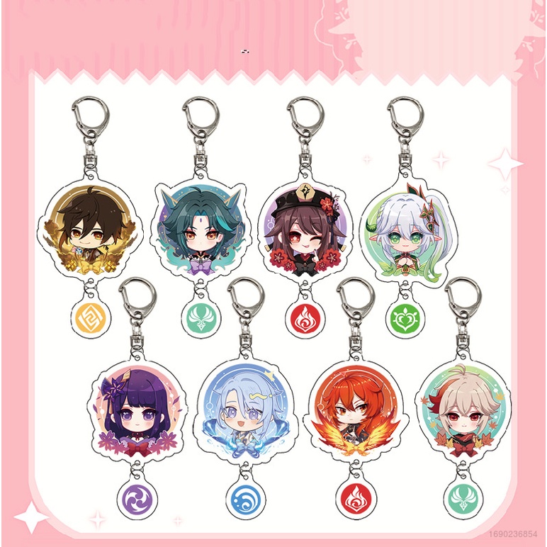 Bh3 Genshin Llavero De Impacto Anime Acrílico Lindo Bolso Colgante De