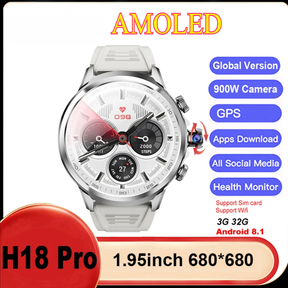 2025 Nuevo H18 PRO Reloj Inteligente Hombres Mujeres Red 4G 32G GPS ...