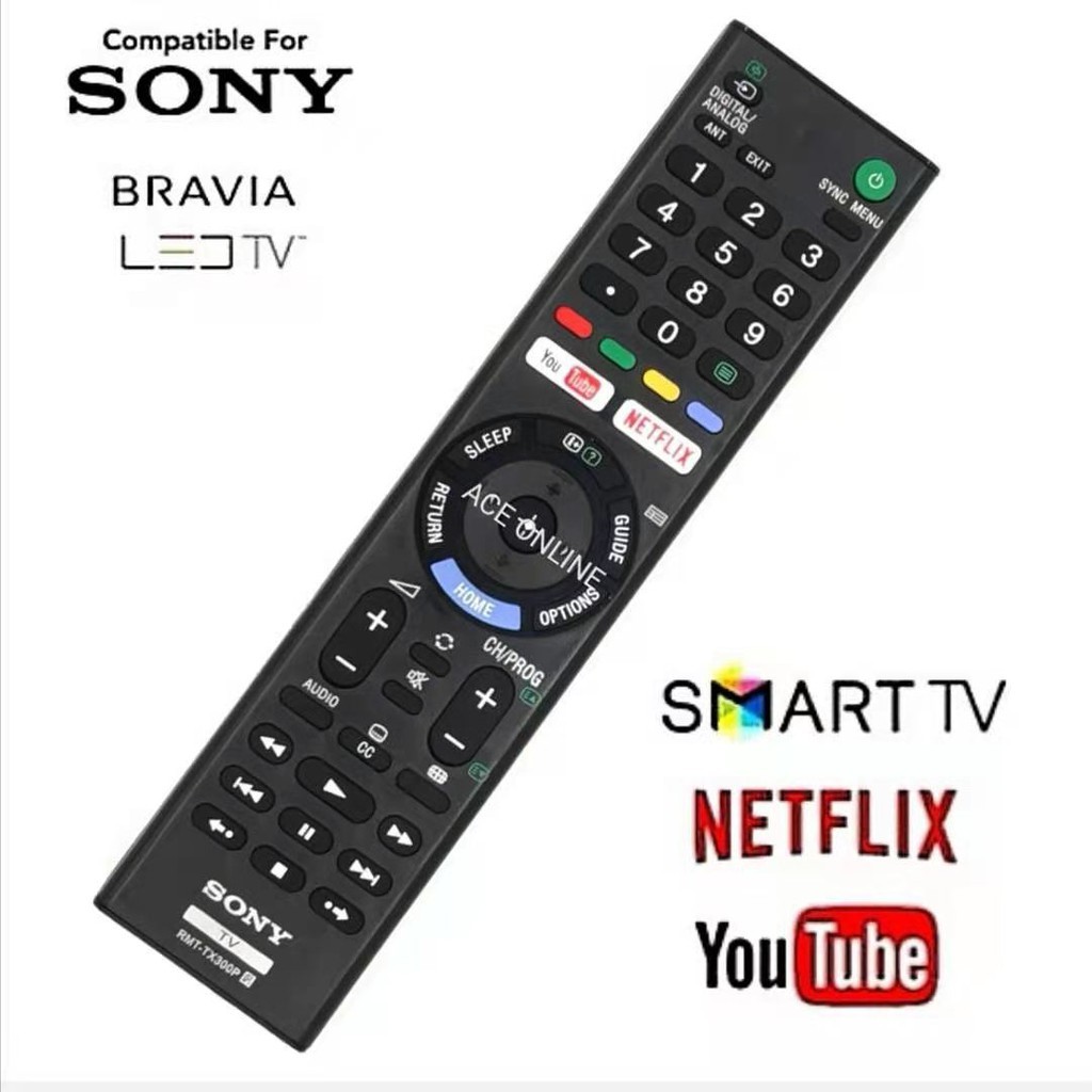 SONY RMT-TX300P BRAVIA SMART TV CONTROL Remoto YOUTUBE NETFLIX LED LCD ...