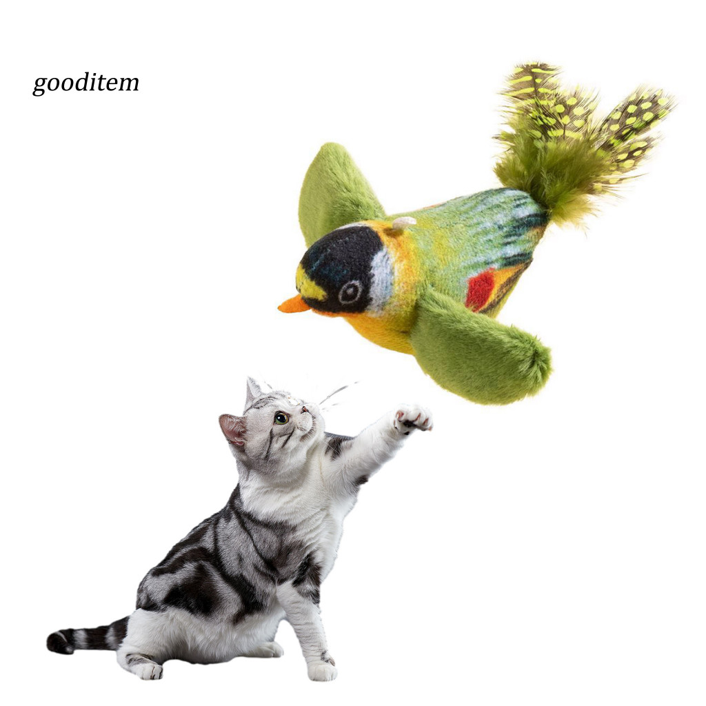 Vibration Sensing Cat Toy Stimulated Songbird Interactive Chirping Bird ...