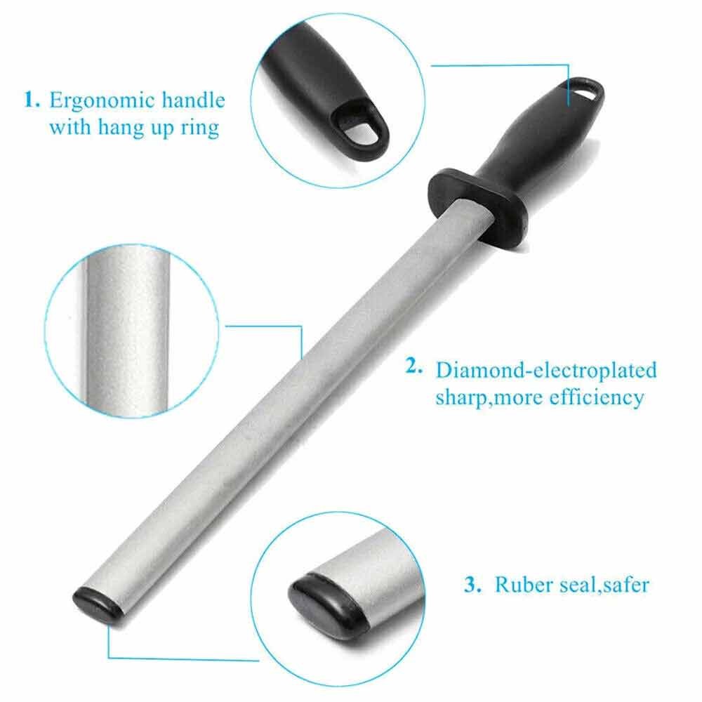 12 inch Diamond Steel Sharpening Rod Knife Sharpener With ABS Handle ...