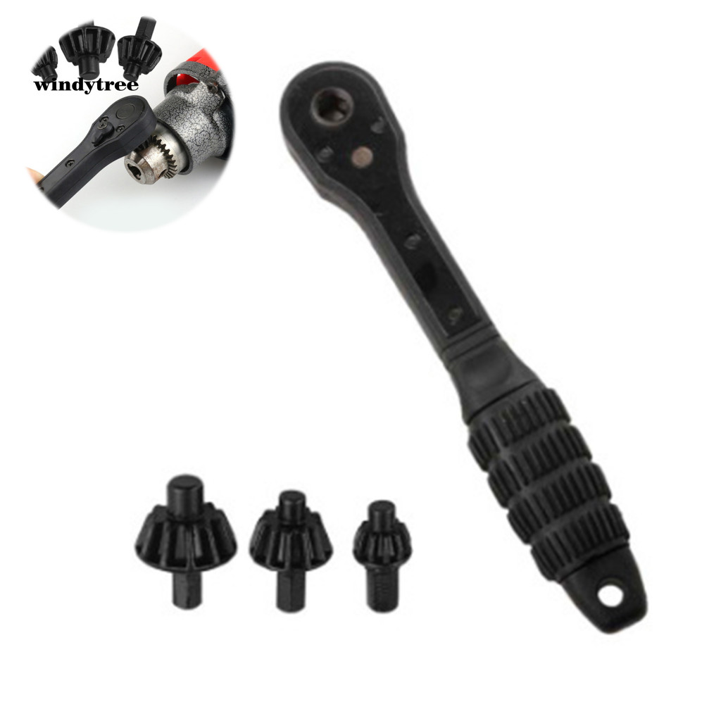 Steel Ratchet Spanner Drill Chuck Wrench Universal 2-in-1 Double Head ...