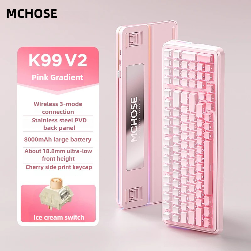 MCHOSE K99 V2 Tri-Modo Teclado Mecánico Inalámbrico Personalizado Ergonomía FR4 Junta De Placa ...