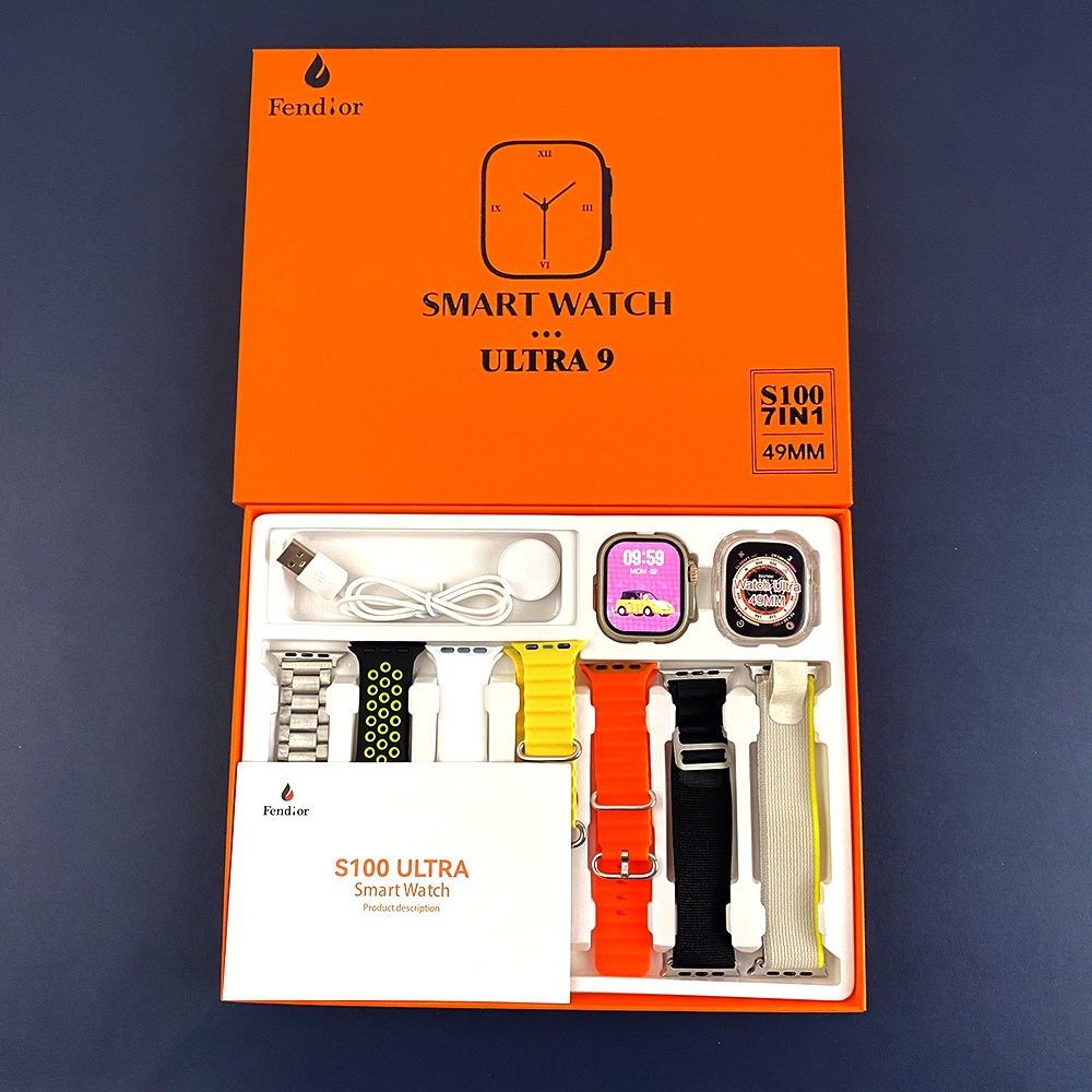 S100 Ultra Smart Watch 7 in1 Impermeable 7 Correas Hombres Mujeres 49MM ...