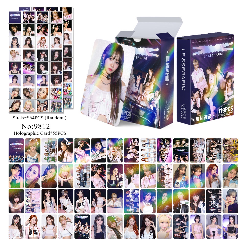 50-119pcs LE SSERAFIM Laser HOLOGRAPHIC LOMO Cards Sakura CHAEWON ...