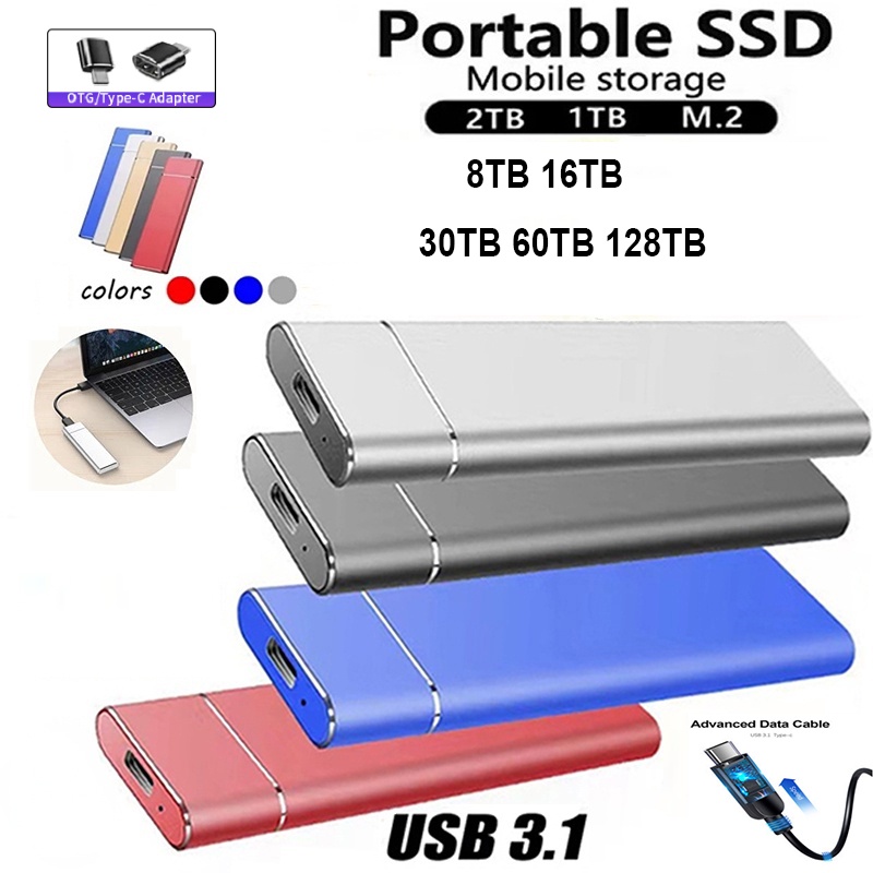 Alta Velocidad 128TB SSD Portátil Externo 2TB 8TB 16TB 30TB 60TB Disco ...