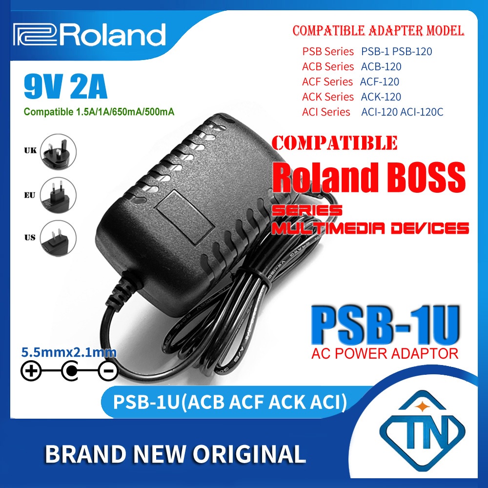 9V 2A AC DC Adaptador PSB-1U Para Roland CUBE-ST-R RA RE Boss KTN-MINI ...