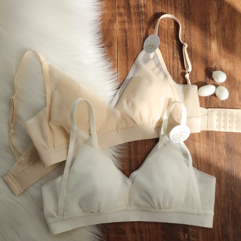 Ropa Interior De Seda De Morera De Malla Sexy Pechos Pequeños Franceses ...