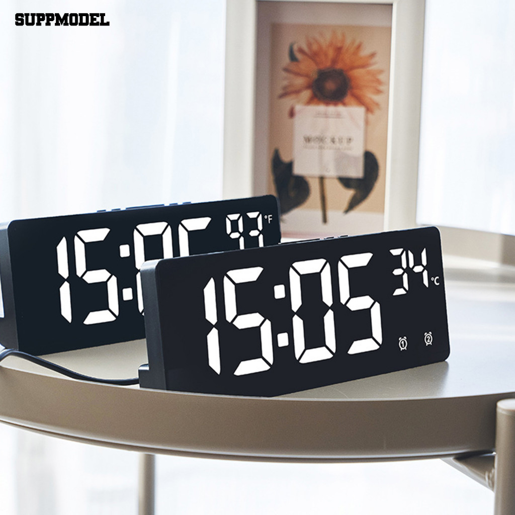Digital Bedside Alarm Clock Customizable Settings Modern with Dual ...
